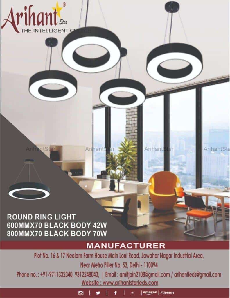 (800x70mm) Round Hanging Ring Light 72w For Restaurant, Shop