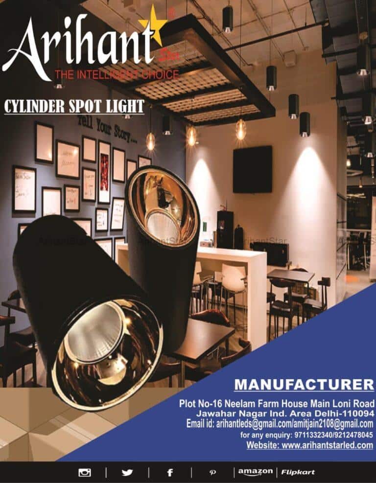 12W Cylinder Surface Ceiling Light Black Body - Arihant Star
