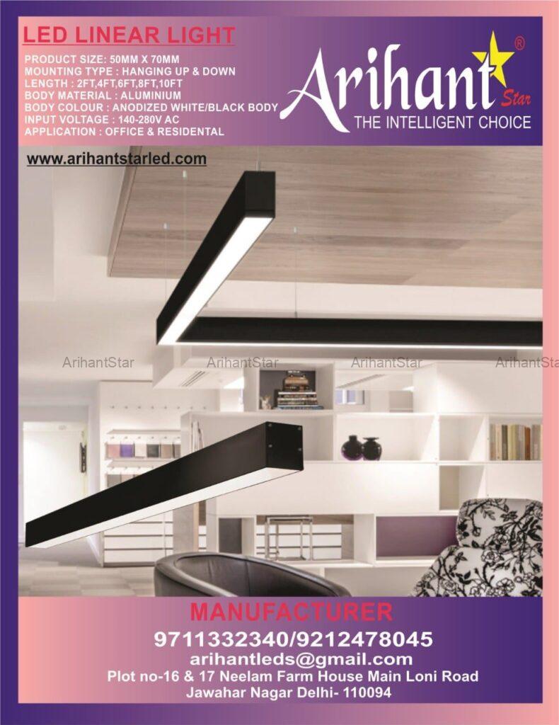 Arihant Star Led Linear Pendant Profile Black Body Hanging Light India ...