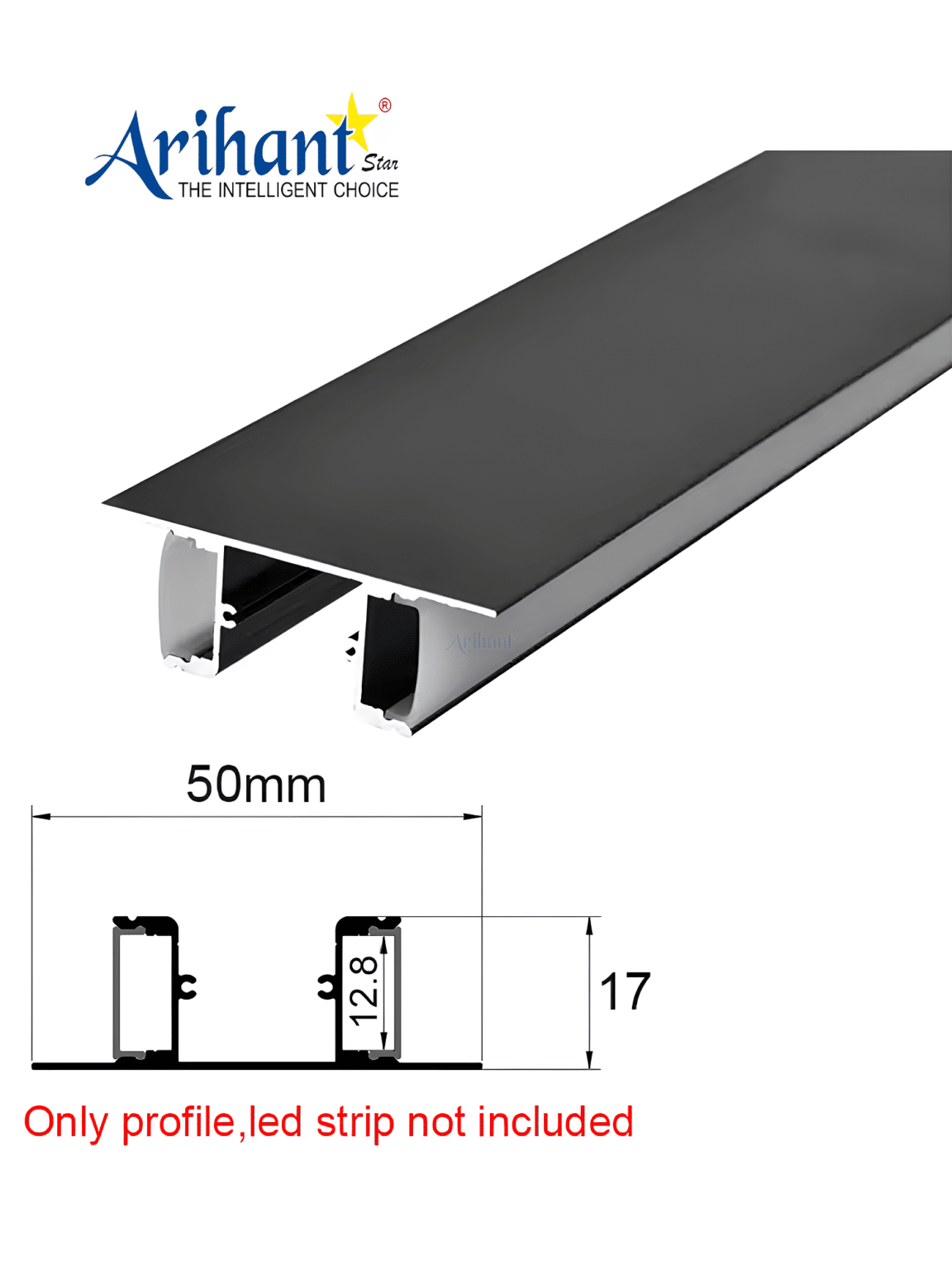 Arihant Star 50mm Profile Light 2 Side Ceiling Surface Black